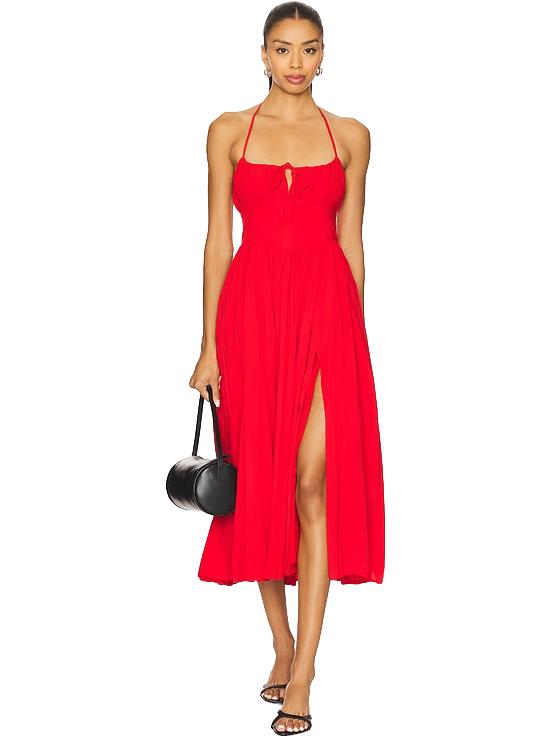 MAJORELLE MAJORELLE Halterneck Midi Dress with Slit